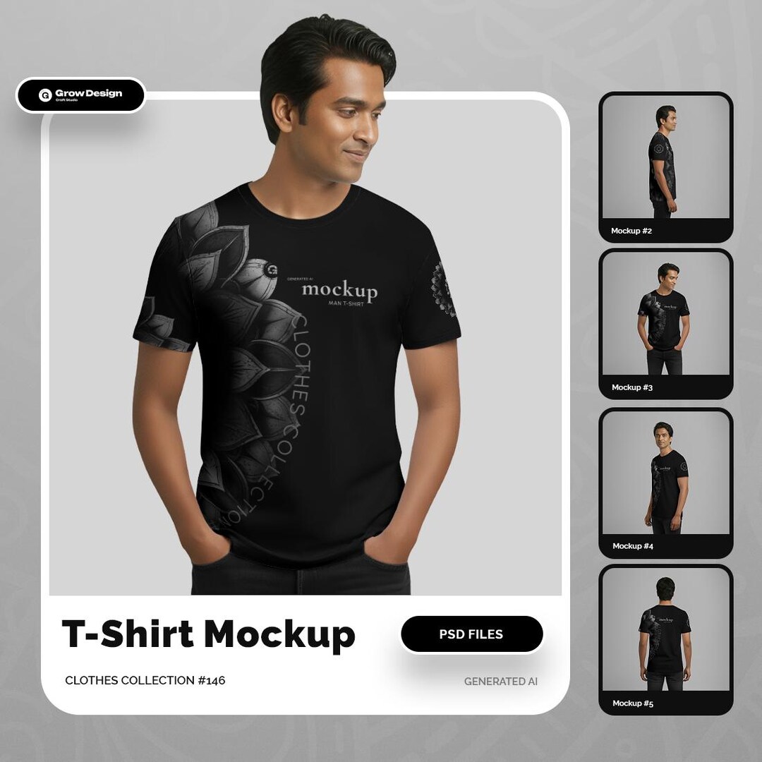 Indian Man T-shirt Mockups - PSD Files Photoshop Template - Etsy