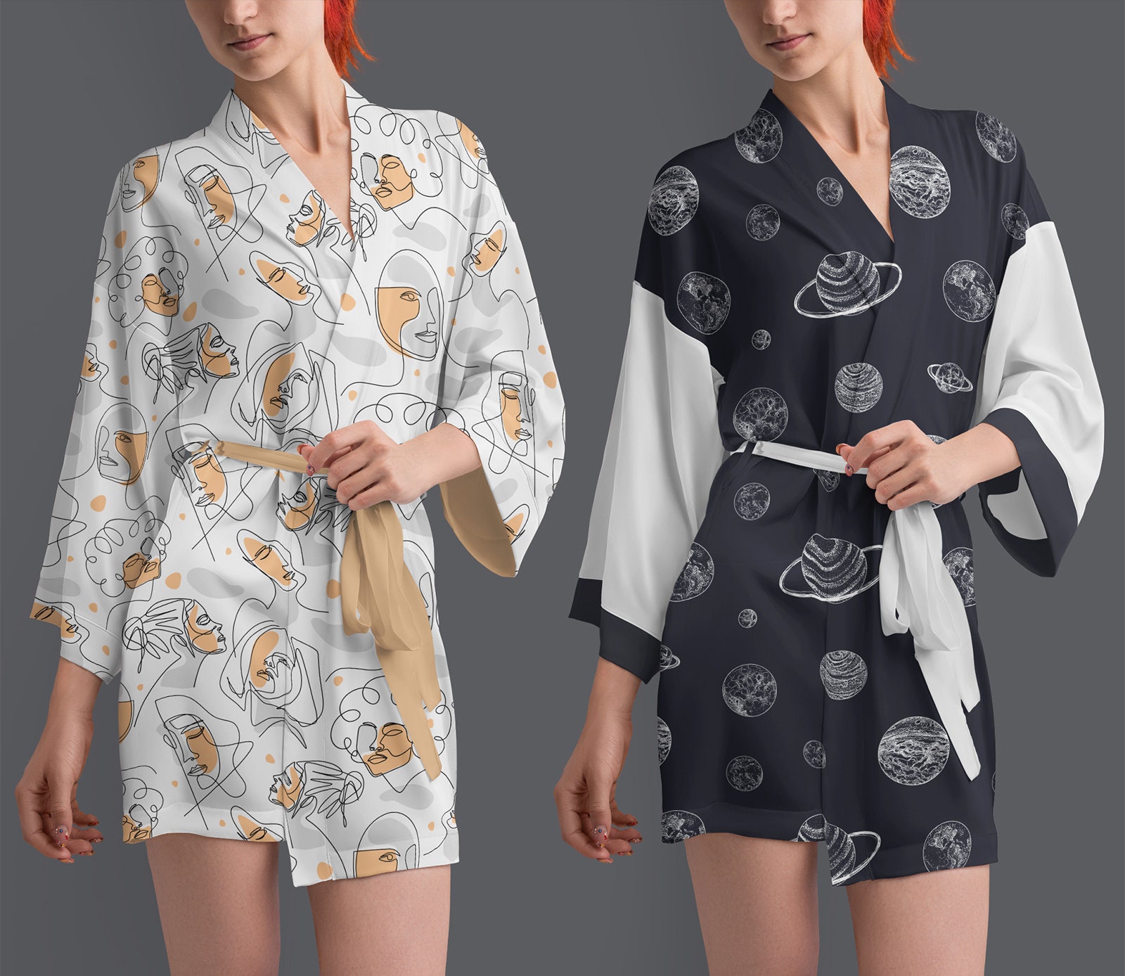 Short Women Kimono Robe Mockup - Etsy