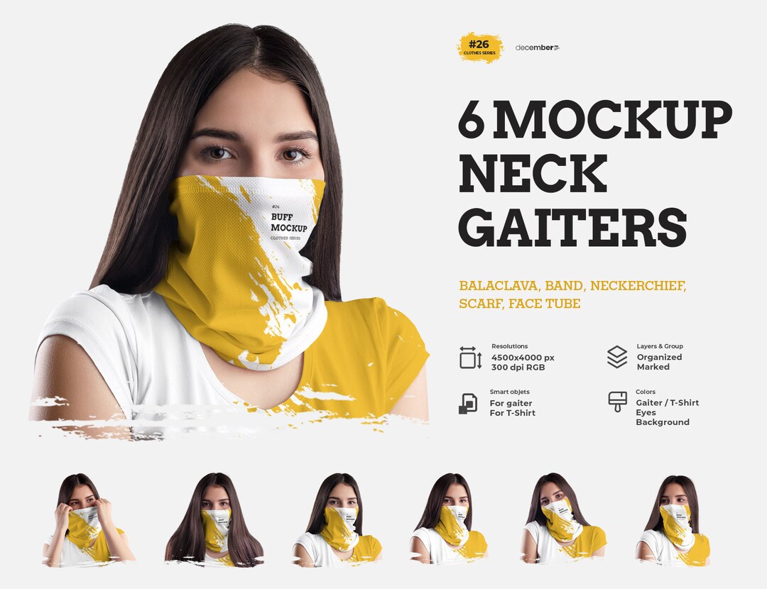 PSD Mockups Neck Gaiters on Model Face Gaiter Buff Mockup - Etsy