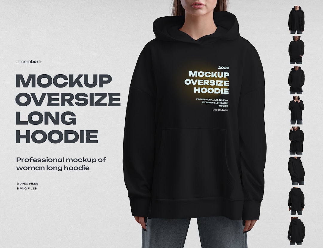 Black Hoodie Mockup Front and Back, Oversized Hoodie Mockup, Mockup ...