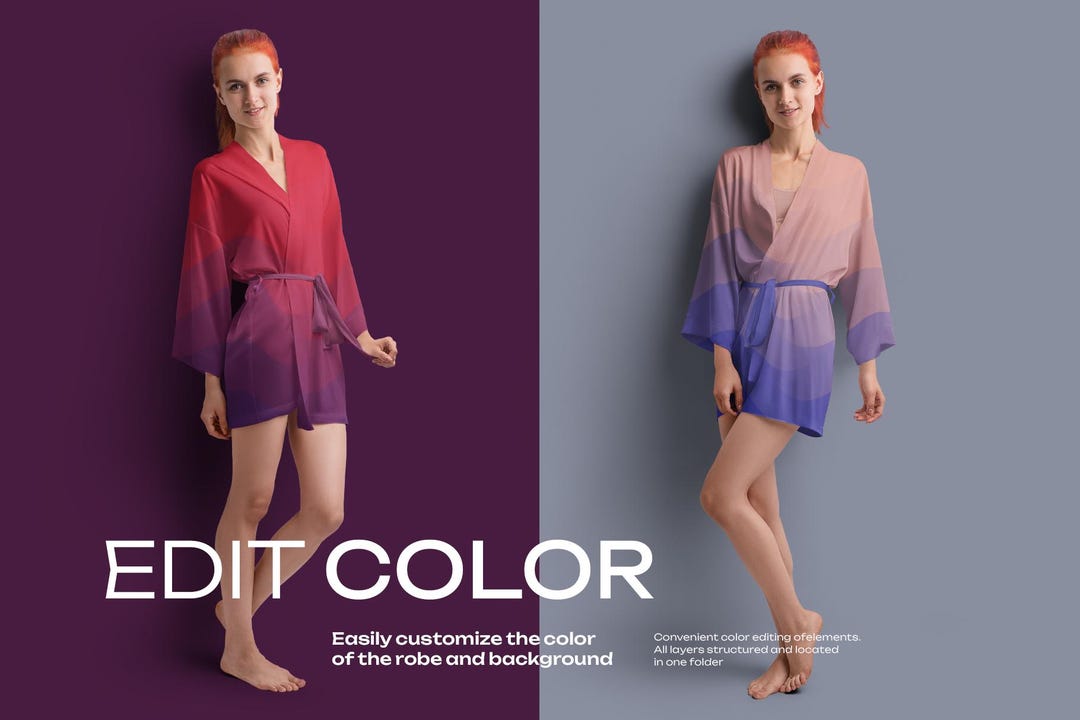 Mockup PSD Silk Robe Set 4K Editable Photoshop Professional All Over ...