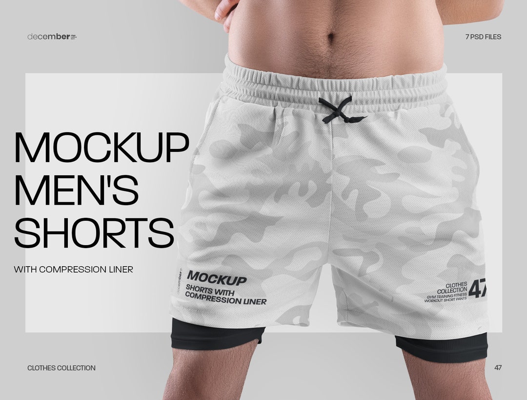Mens Shorts Mockup PSD Set - Male Sport Shorts Mock up - Running Shorts ...