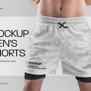 Mens Shorts Mockup PSD Set - Male Sport Shorts Mock up - Running Shorts ...