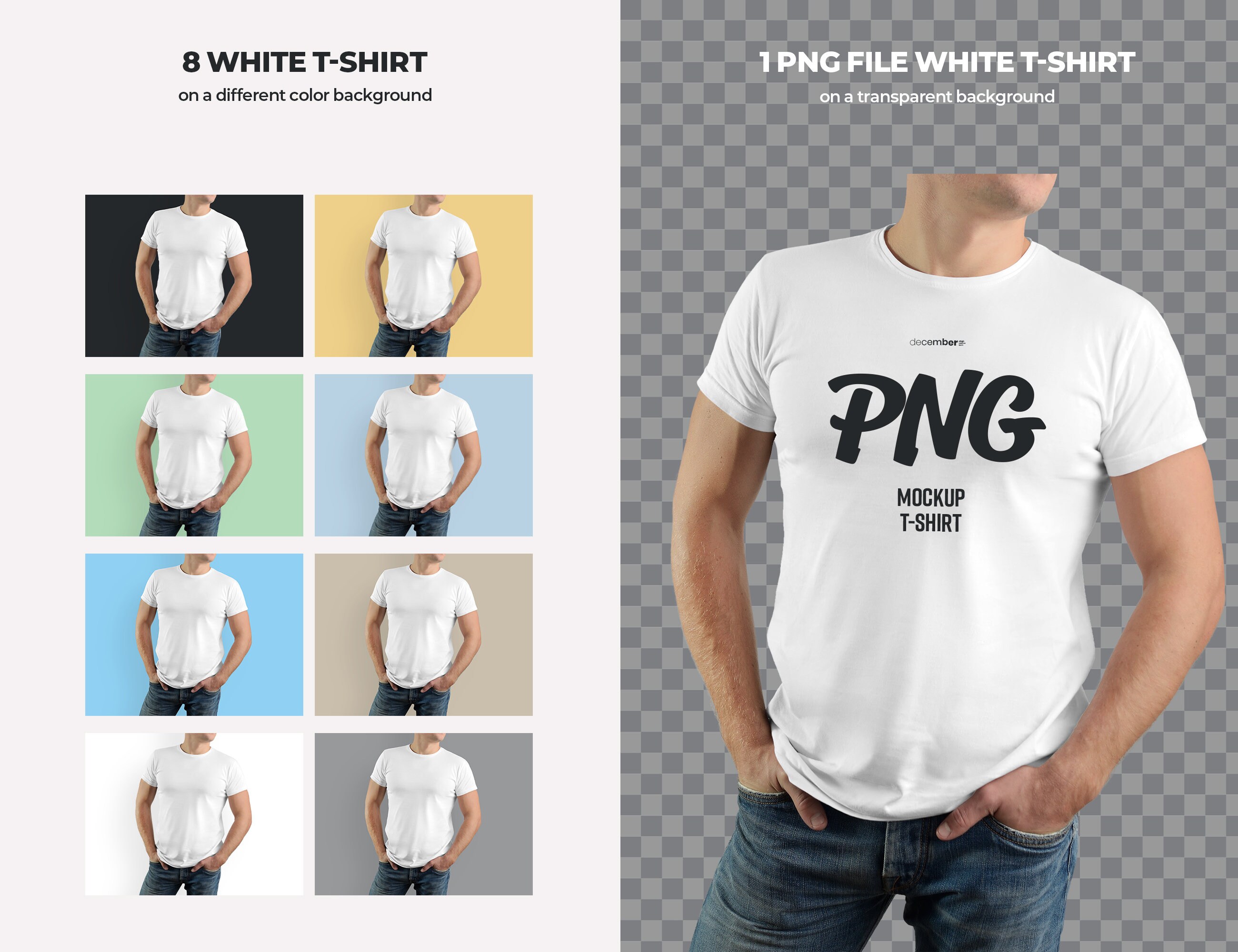 Basic T Shirt Mockup Men, White Tshirt Mockup, Men's Mockup Bundle ...