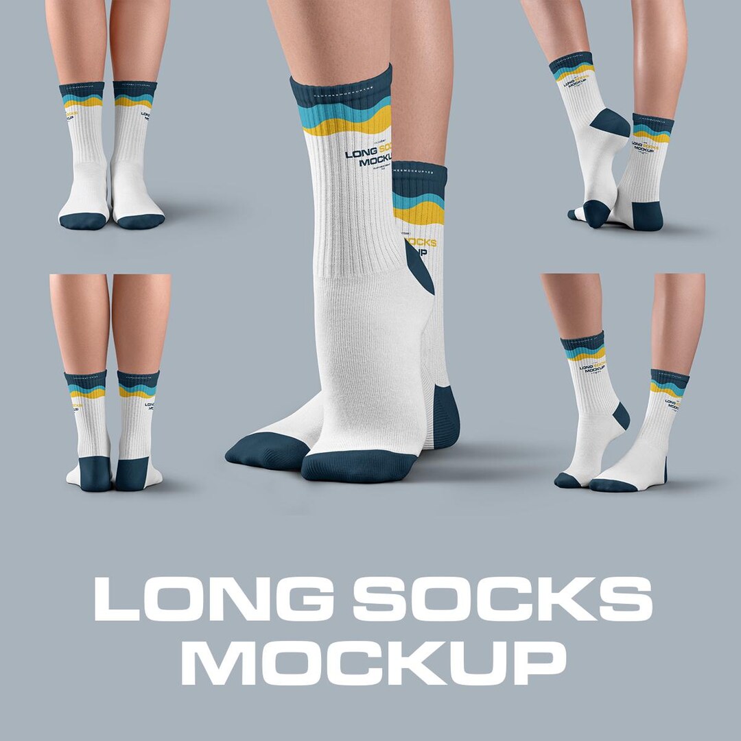 High Socks Mockup Dye Sublimation Mockups With Toe and Heel Pair Sock ...