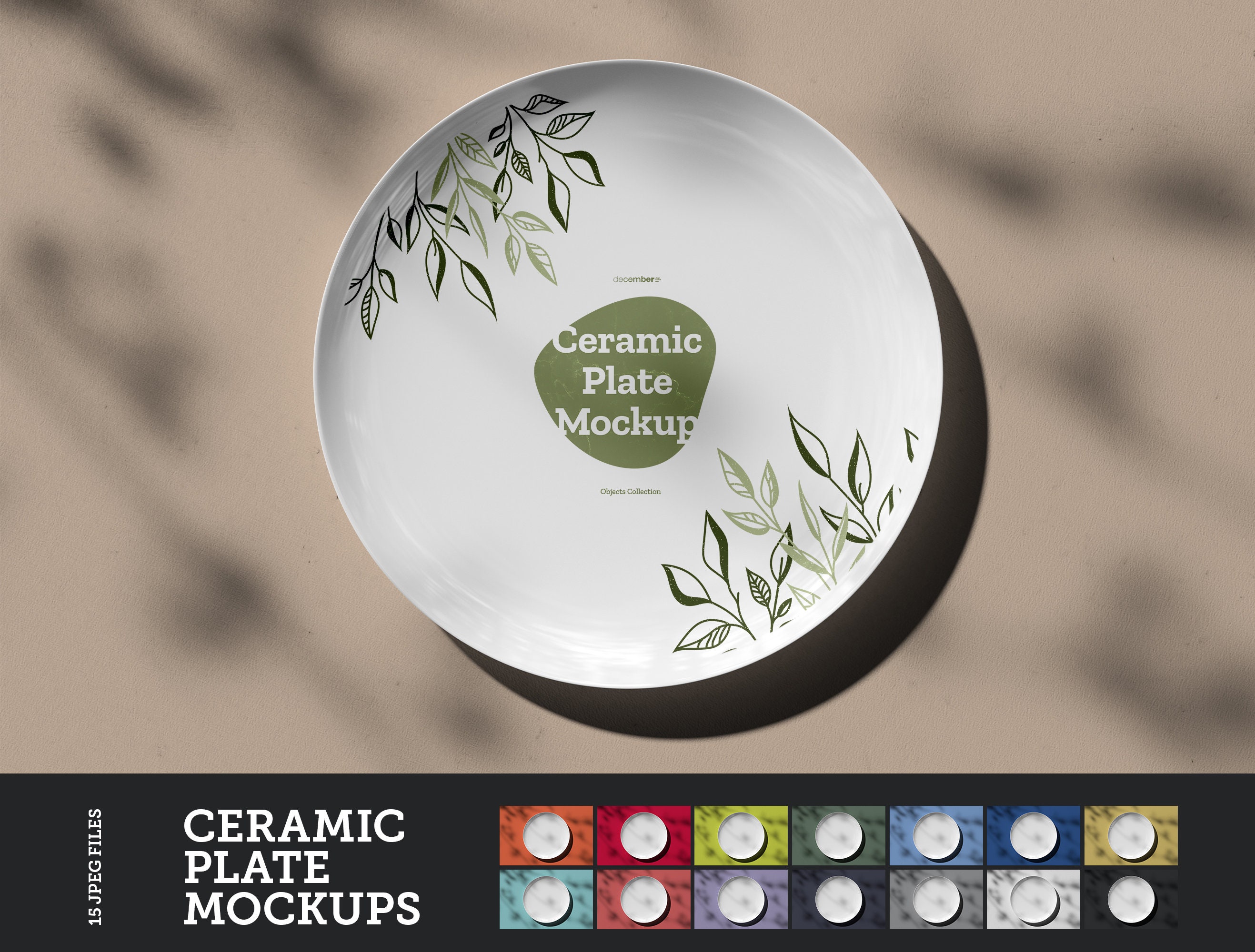Single Ceramic Dinner Plate Mockup, Glossy Plate Mockup, Сolor ...