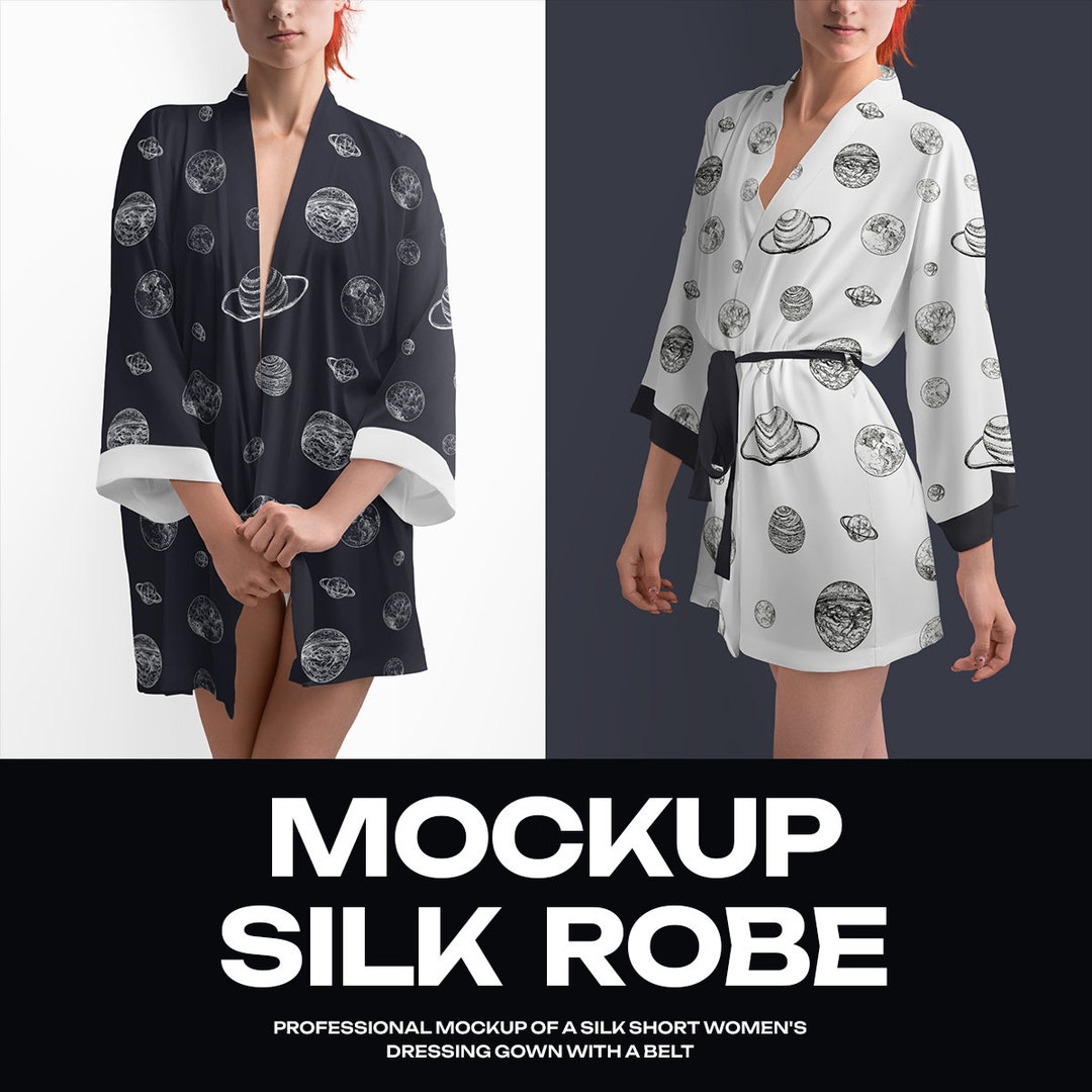 Mockup Womens Short Silk Robe PSD Studio Mockups Set Editable Color and ...