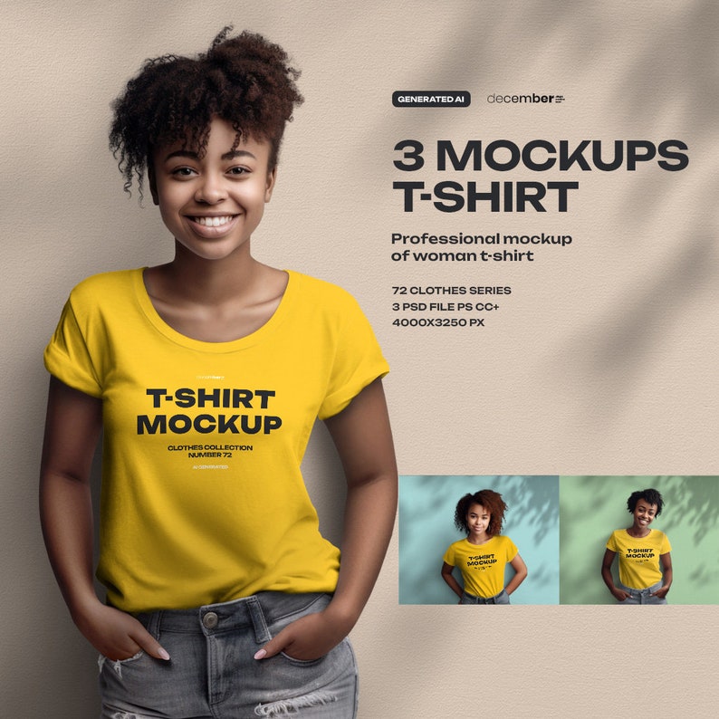 African American Women Mockup T-shirt 3 PSD Mockups High - Etsy