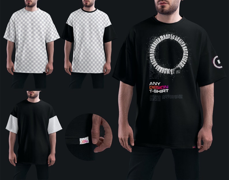 Streetwear T-shirt Mockups Men PSD Smart Object Mockup for Design ...