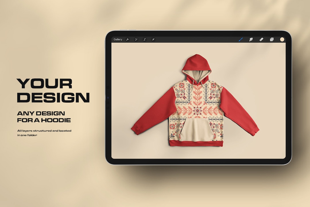 Hoodie Mockup Procreate Editable Color and Elements Hoodies Design ...