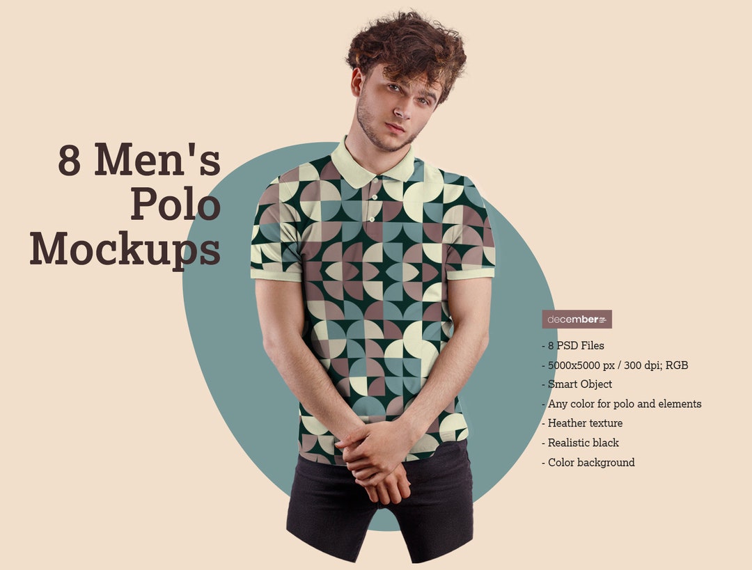 Mockup Men Polo Shirt Front Back PSD Photoshop Set Editable Color and ...