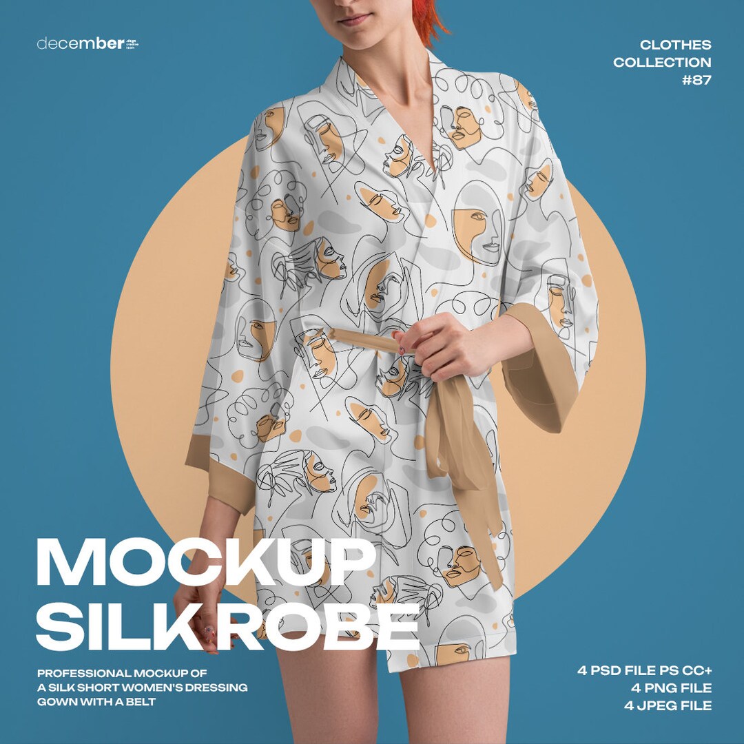 Realistic Silk Robe Mockup Women Front and Back PSD Set Editable Color ...