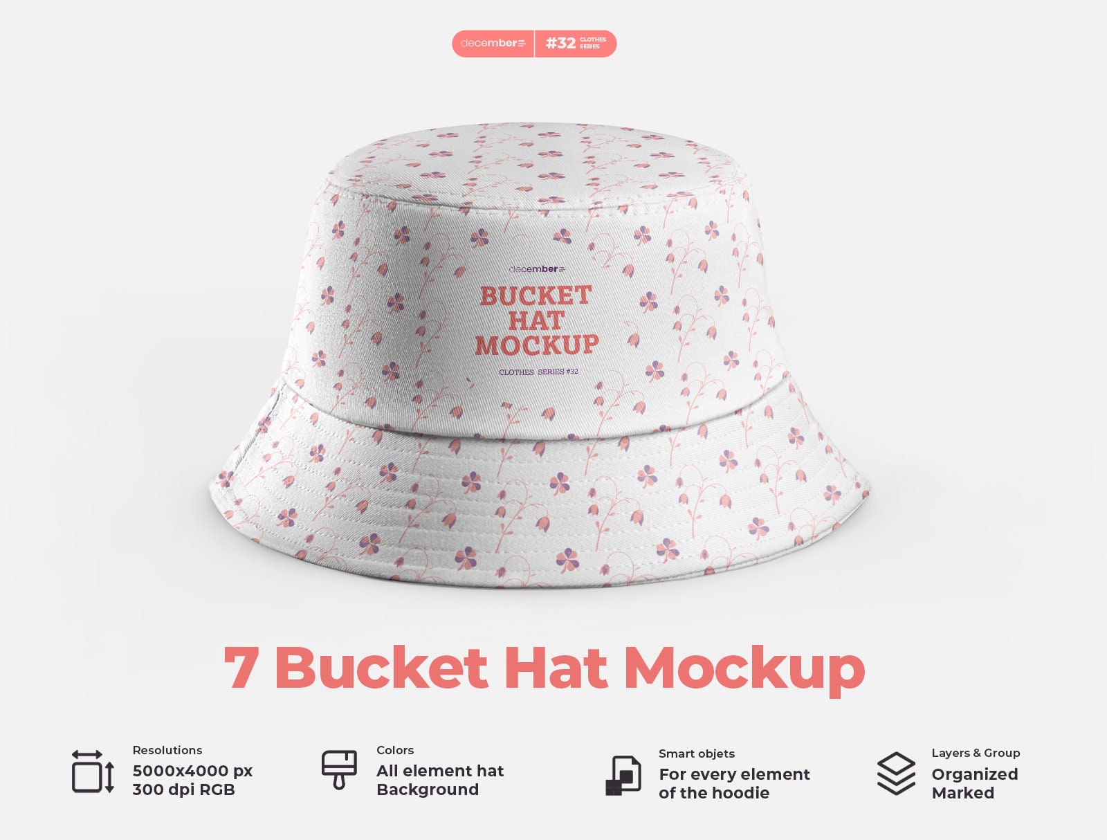 Realistic Bucket Hat Mockup PSD - Etsy