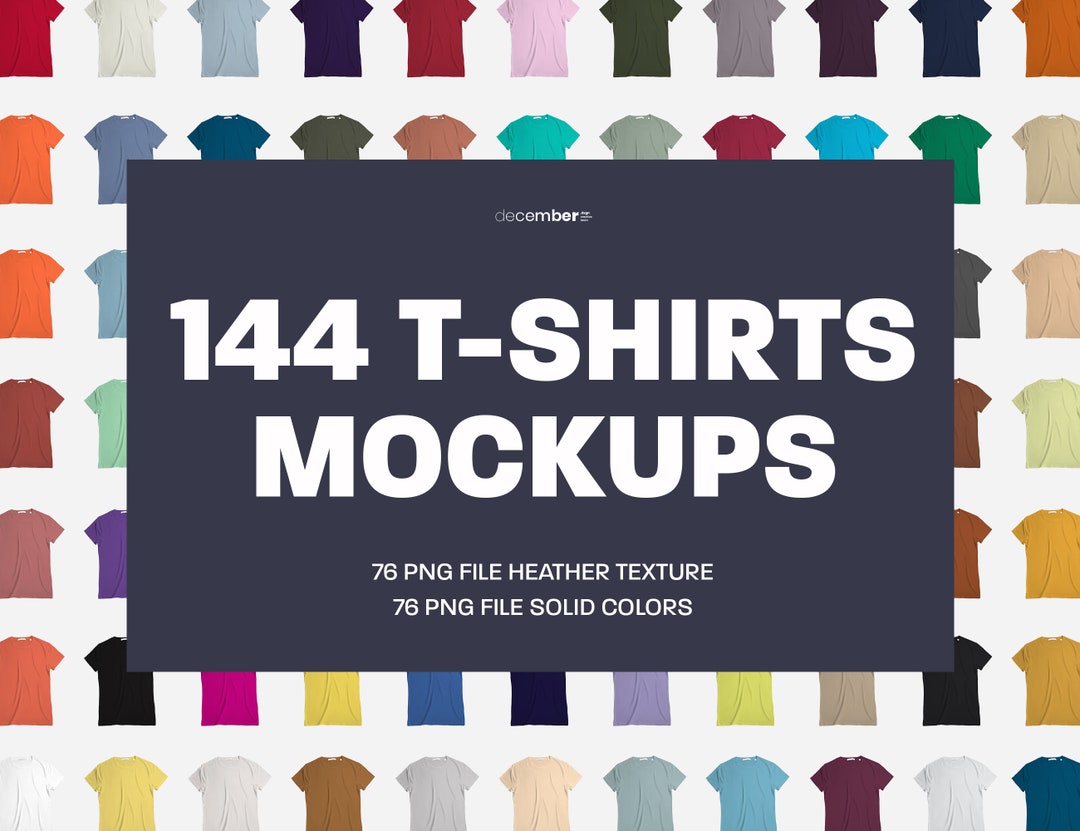 Classic Tshirt Mockup Bundle Color Chart PNG + Heather Man and Woman ...