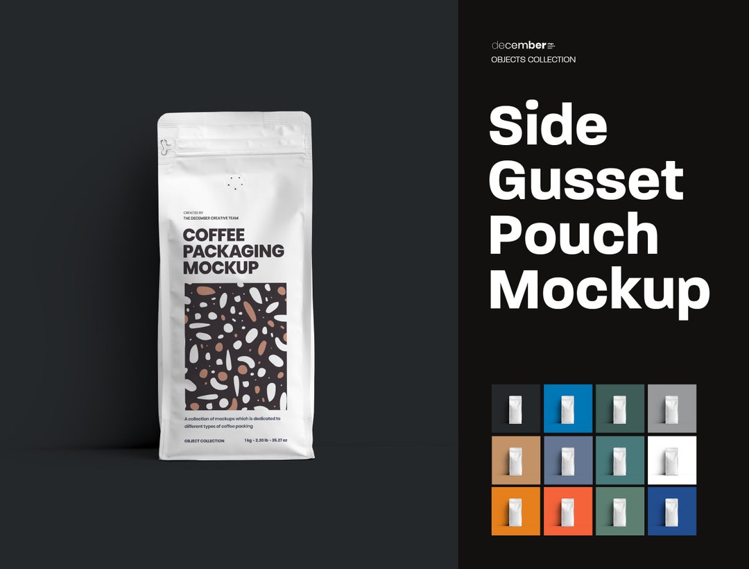 Side Gusset Bag Mockups, Product Label Template, Coffee Bean Bag Mockup ...