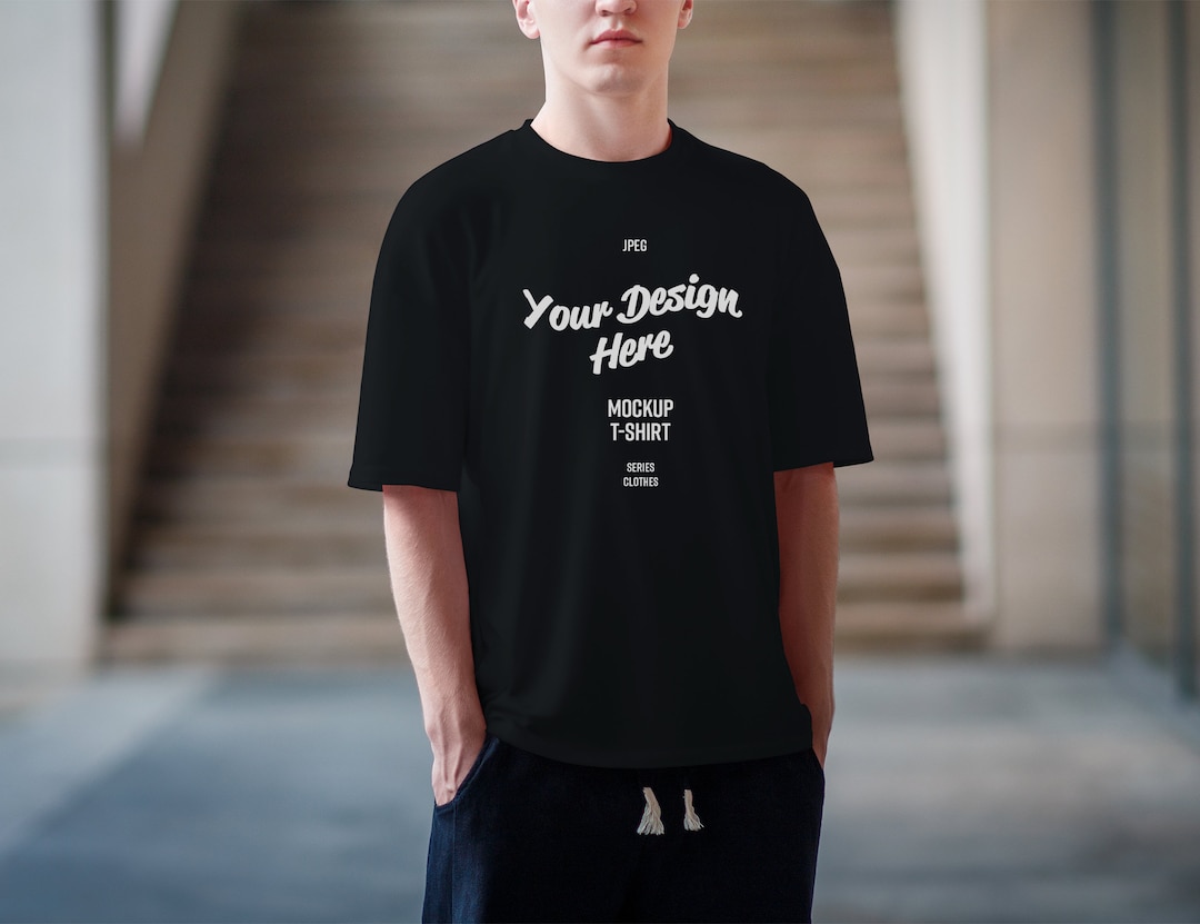 Gildan 5000 Mens Black T-shirt Mockup, Streetwear Mockups, Urban Street ...