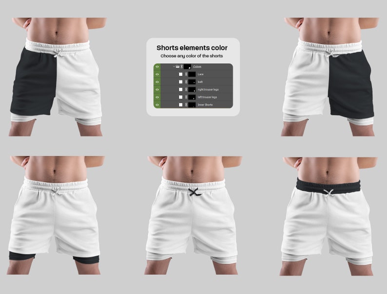 Mens Shorts Mockup PSD Set Male Sport Shorts Mock up - Etsy