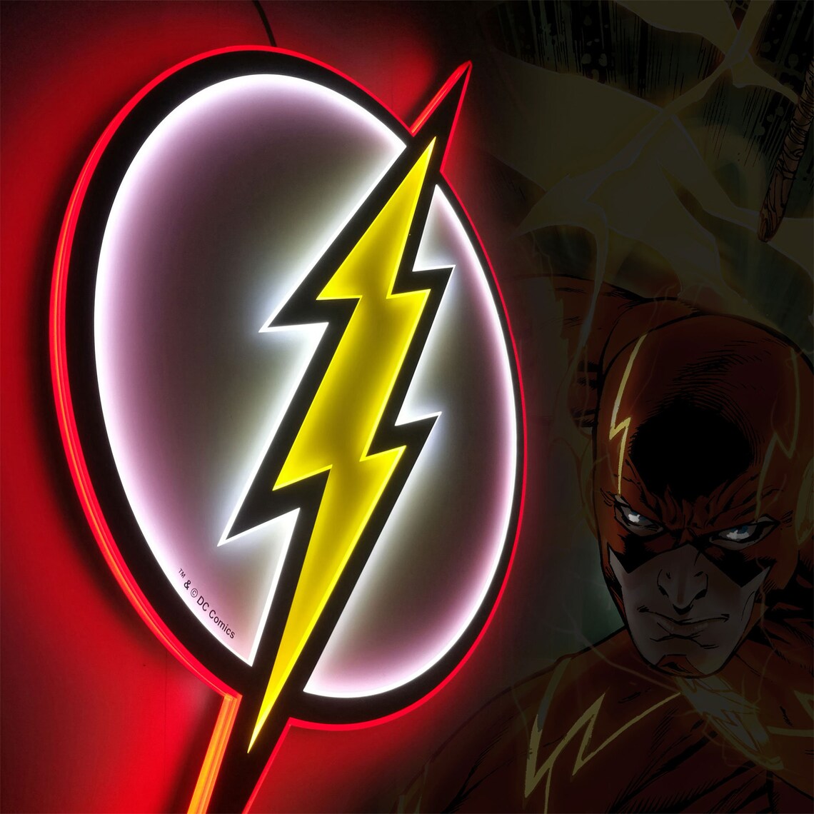 The FLASH DC Comics Thunderbolt LED Halo Light regular With Pedestal ...
