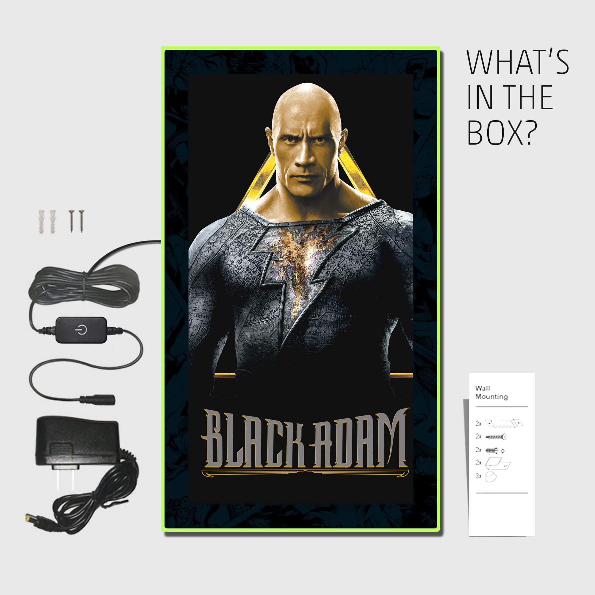 BLACK ADAM - Aka Dwayne Johnson 2 (portrait) LED Mini Poster Light - Etsy