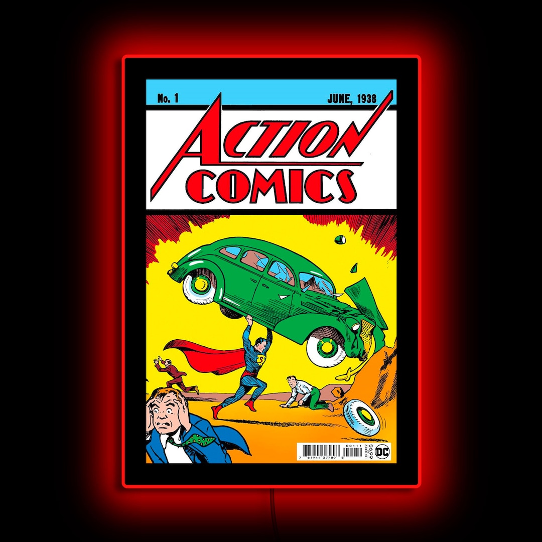 Superman-action Comics Mini Poster Plus LED Illuminated Sign - Etsy