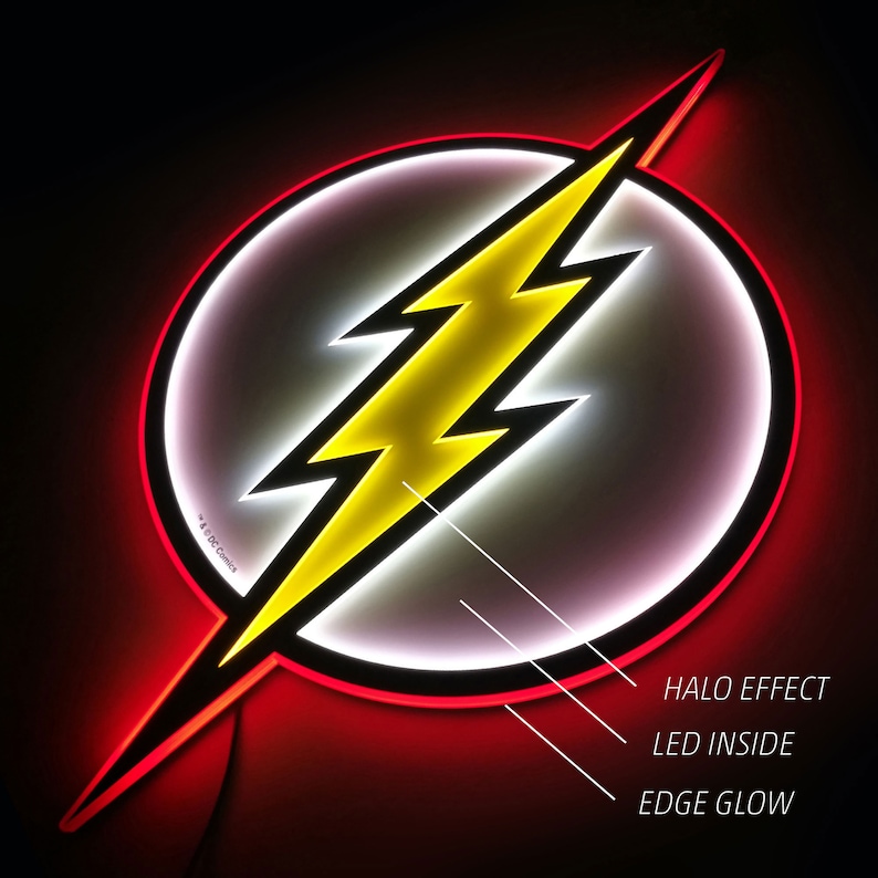 The FLASH DC Comics Thunderbolt LED Halo Light regular With Pedestal ...