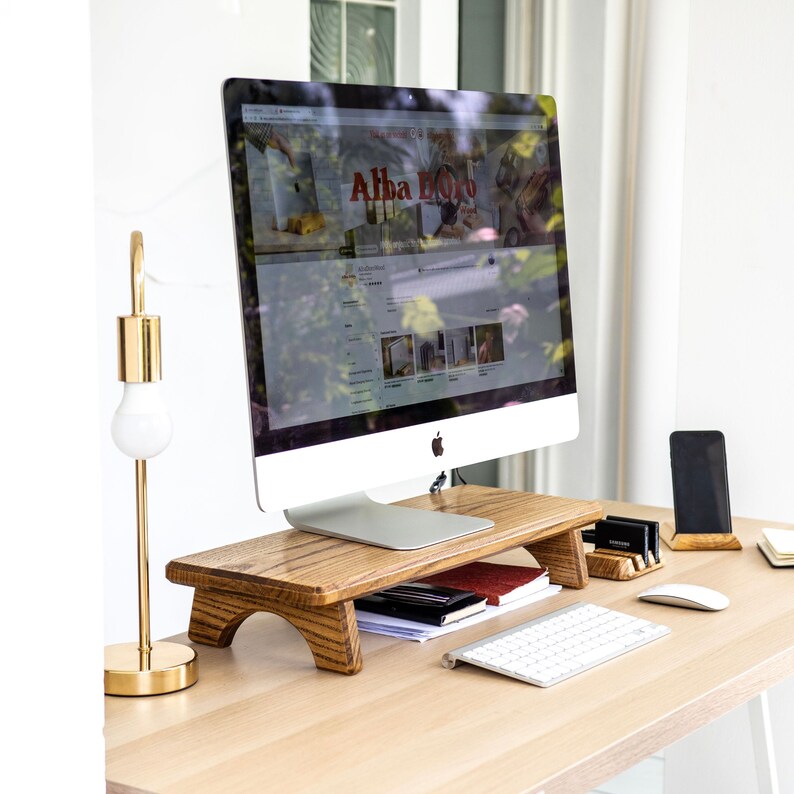 Monitor Stand Wood Desk Shelf Computer Display Organizer Stand - Etsy