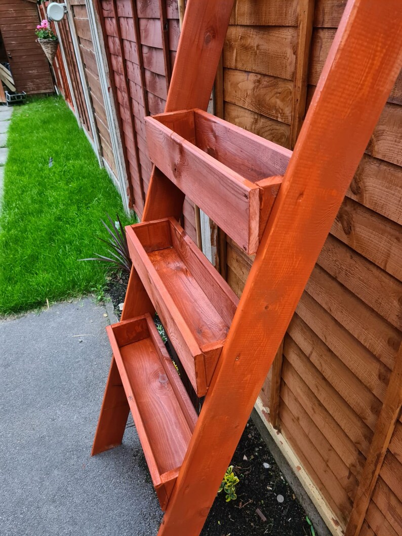 Wooden Planter Ladder Outdoor Herbs Plants Flowers | Etsy Canada