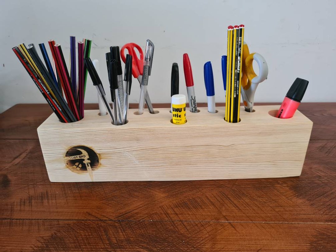 Pen Holder, Desk Storage, Scissor Holder, Desk Organiser, Rustic ...