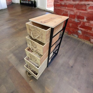 French Wine Boxes Chest of Drawer Steel Frame Bottles Holder Kitchen ...