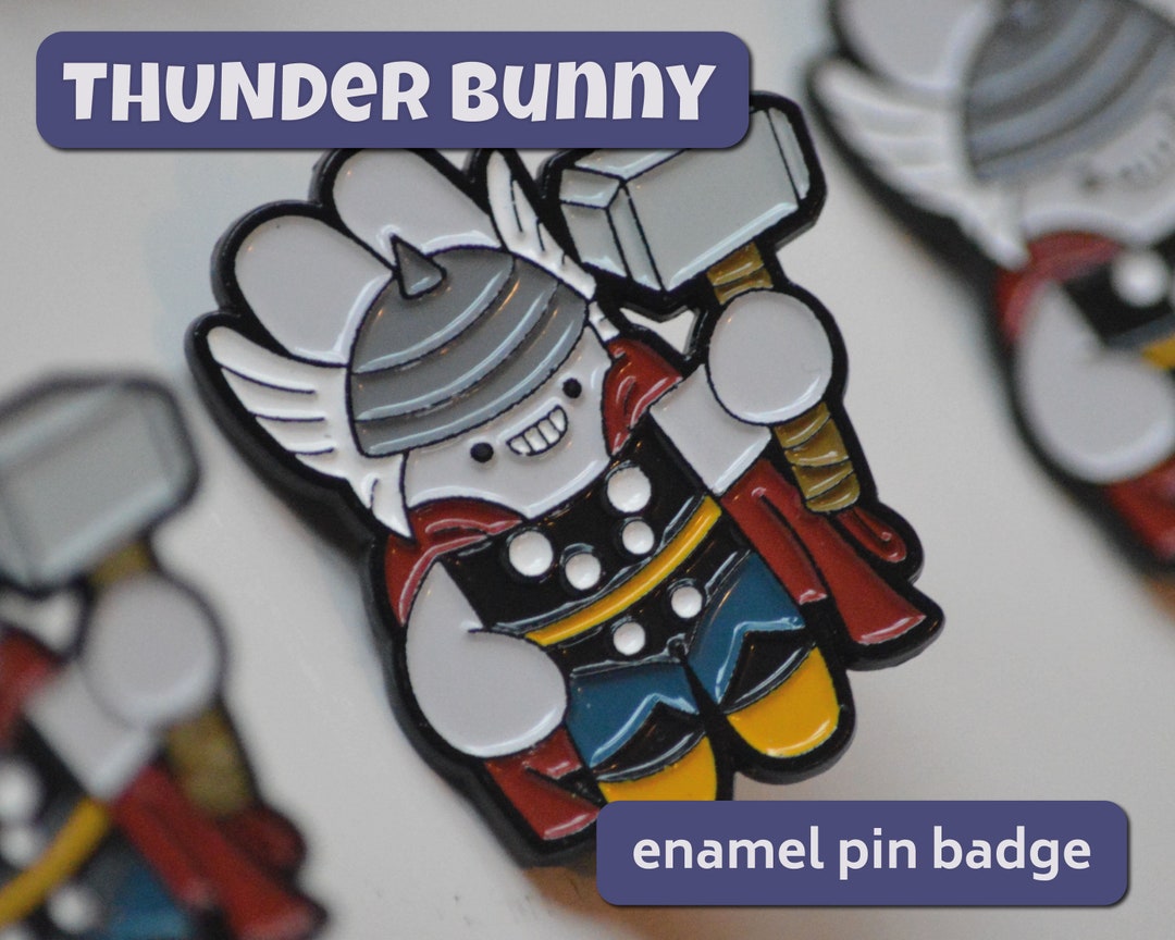 THUNDER BUNNY Soft Enamel Pin, Cute Pins, Hero Pin Badge, Kawaii ...