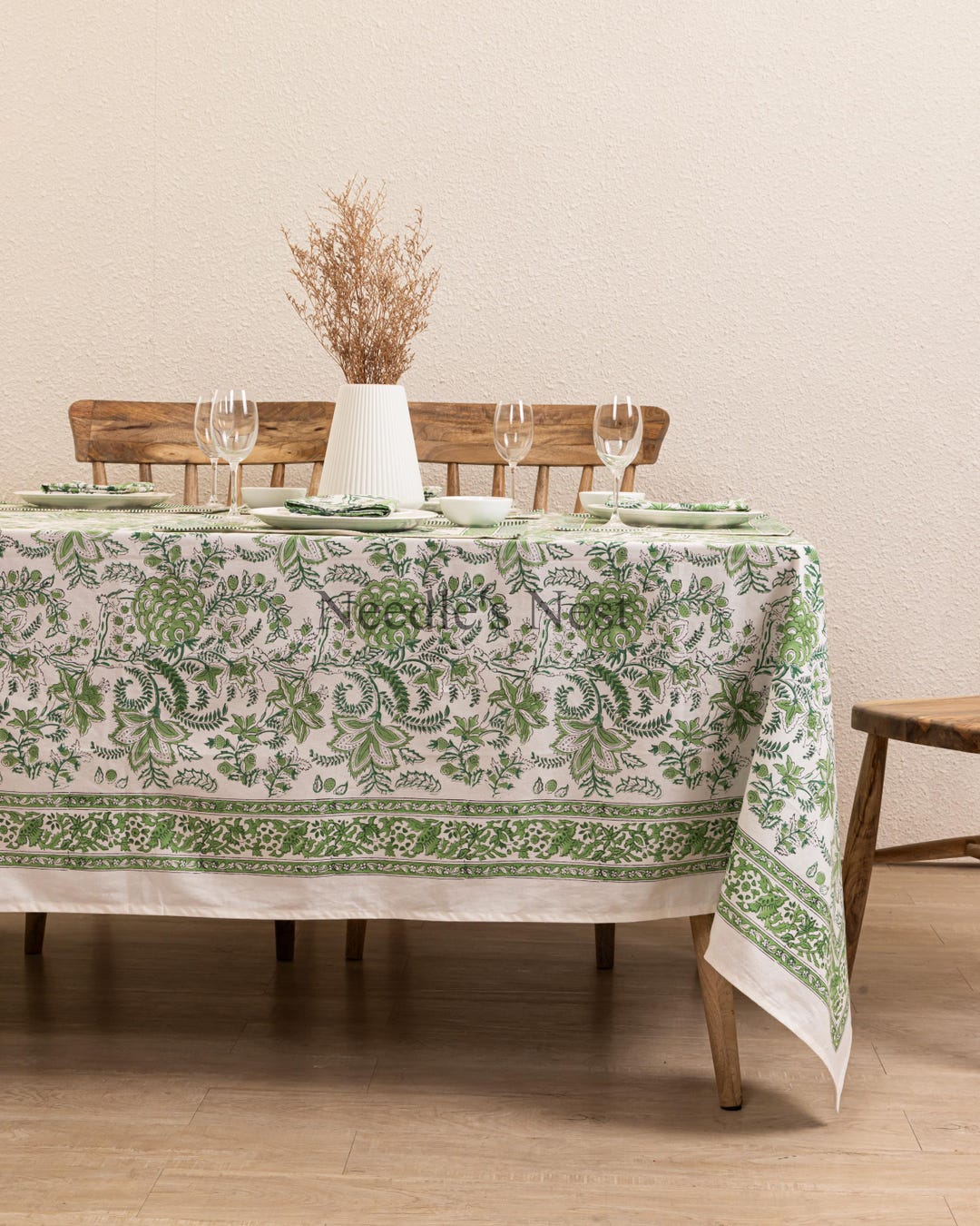 Indian Block Printed Tablecloth, Floral Cotton Table Cover ...