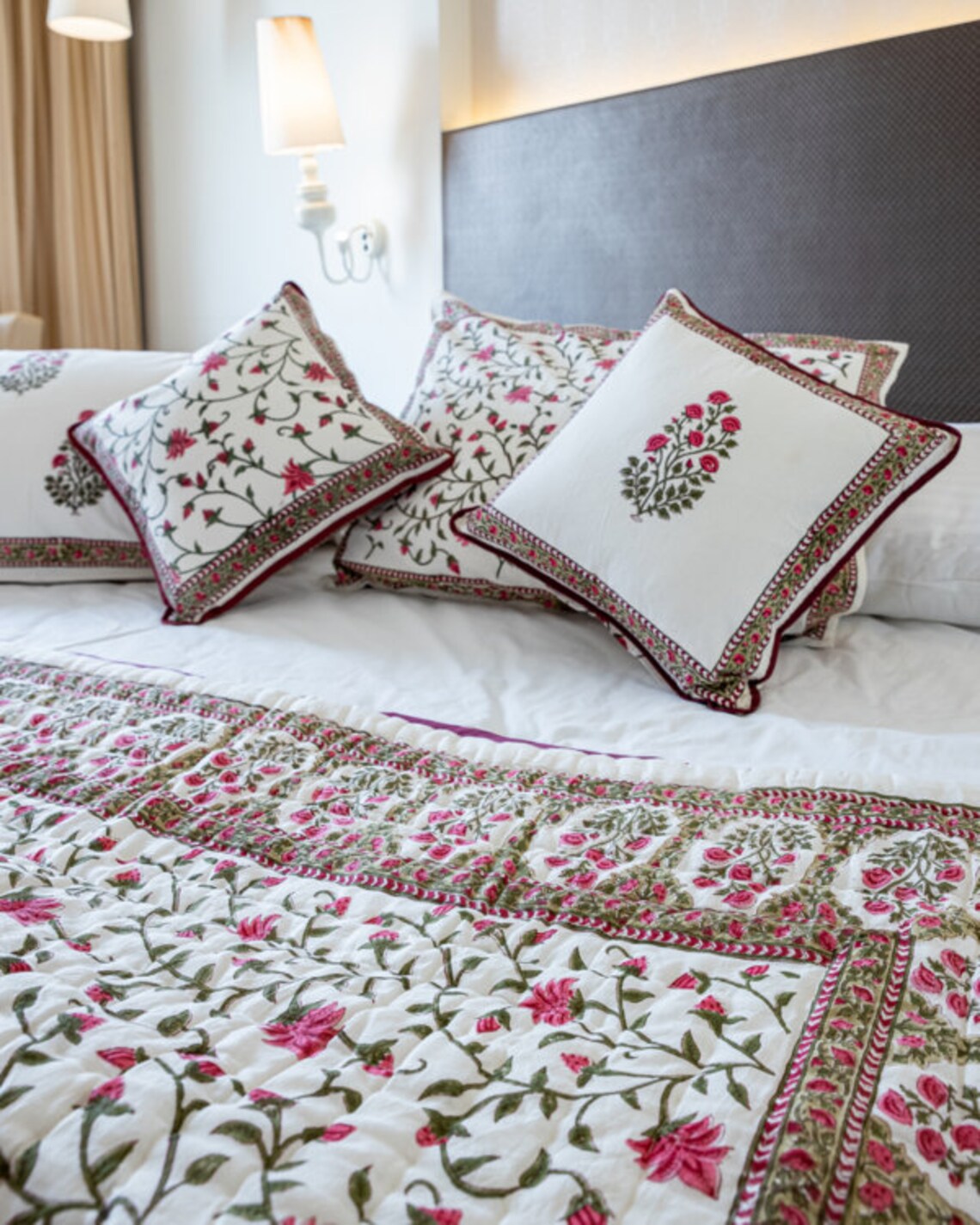 Jaipuri Handmade Quilt Hand Block Printed Reversible Quilt Cotton Voile ...