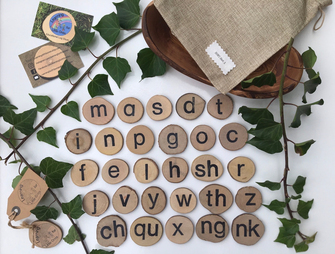 Read Write Inc Set 1, RWI Phonics, Log Slices, Wooden, Literacy, Lower ...