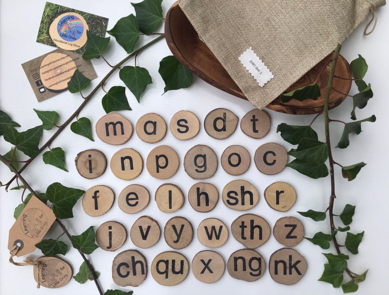 Read Write Inc Set 1, RWI Phonics, Log Slices, Wooden, Literacy, Lower ...