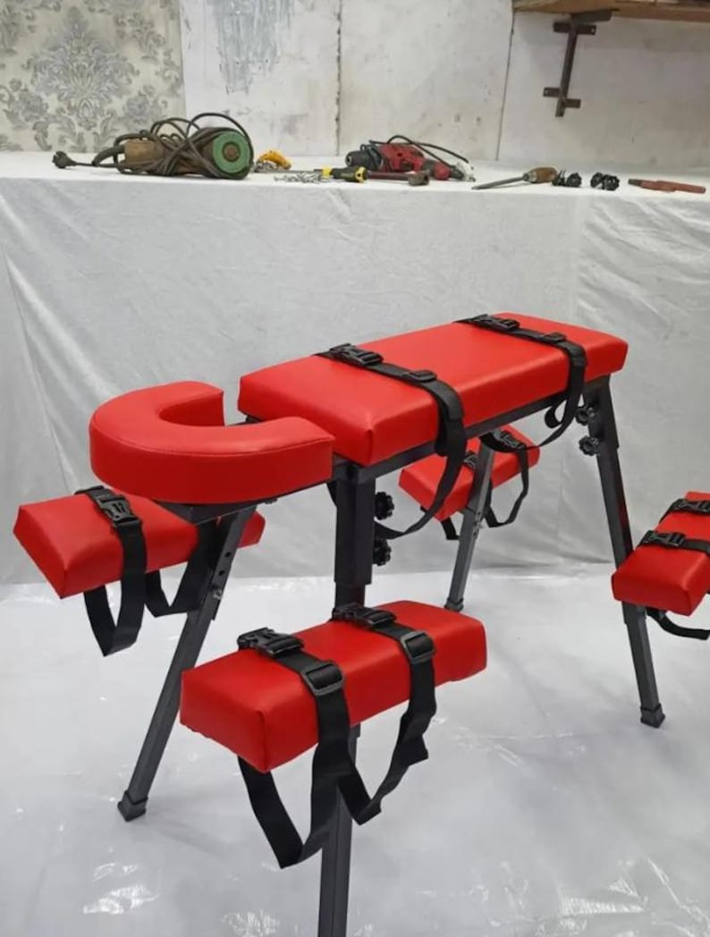 Red BDSM Spanking Bench – Adjustable Flogging Table – Heavy Duty Metal ...