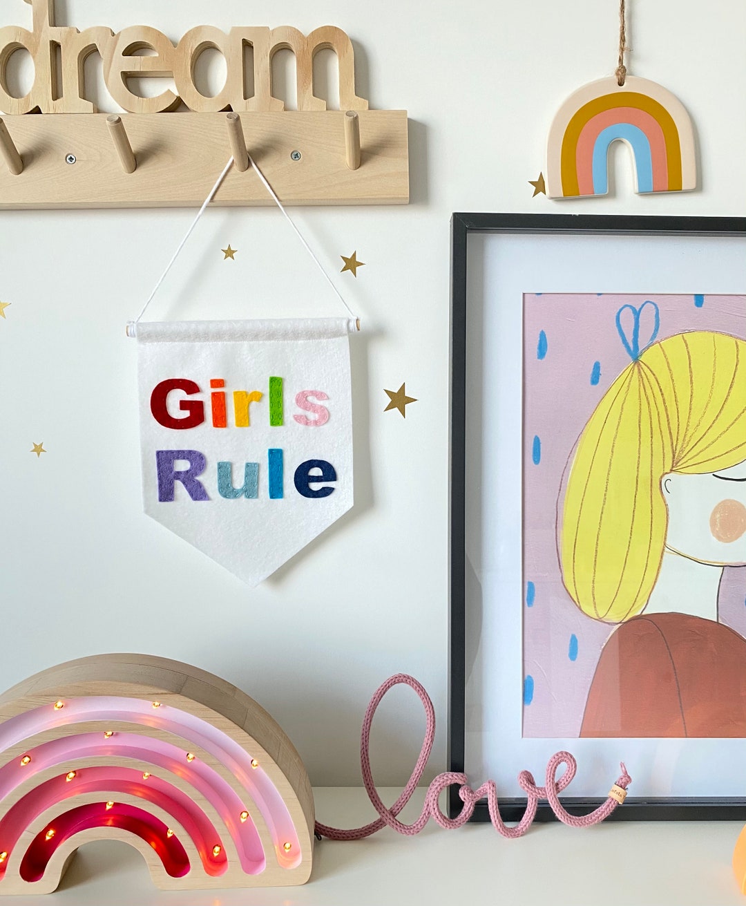 Felt Flag Flag Banner Girls Rule Banner Custom Made Banner - Etsy