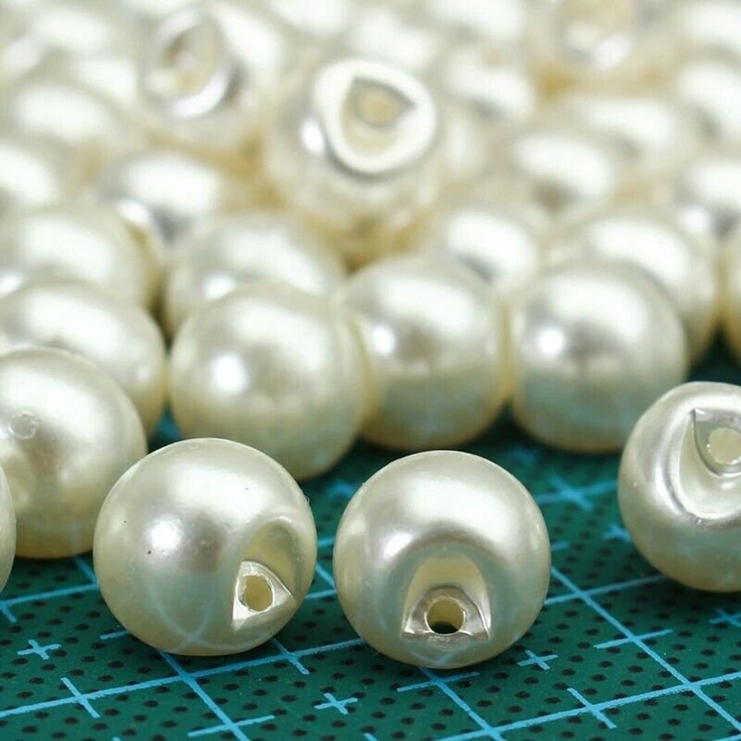 10 Piece Ivory Pearl 10mm Round Sewing Buttons Clothing, Scarp Booking Craft Bridal Gown Prom ...