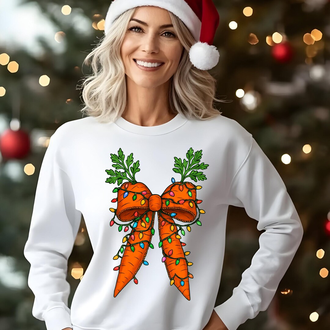Carrot Bow Christmas Lights PNG: Whimsical Holiday Clipart (digital ...