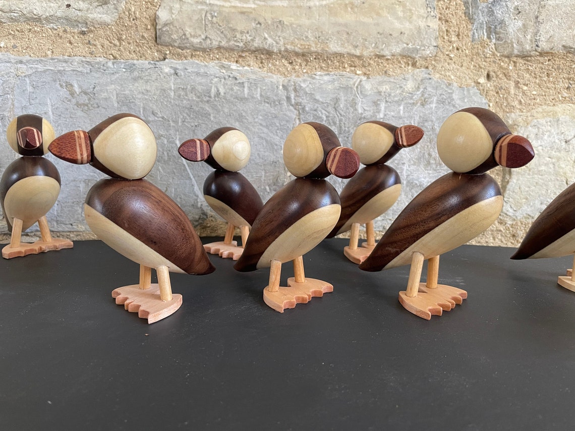 Handmade Wooden Puffins - Etsy UK