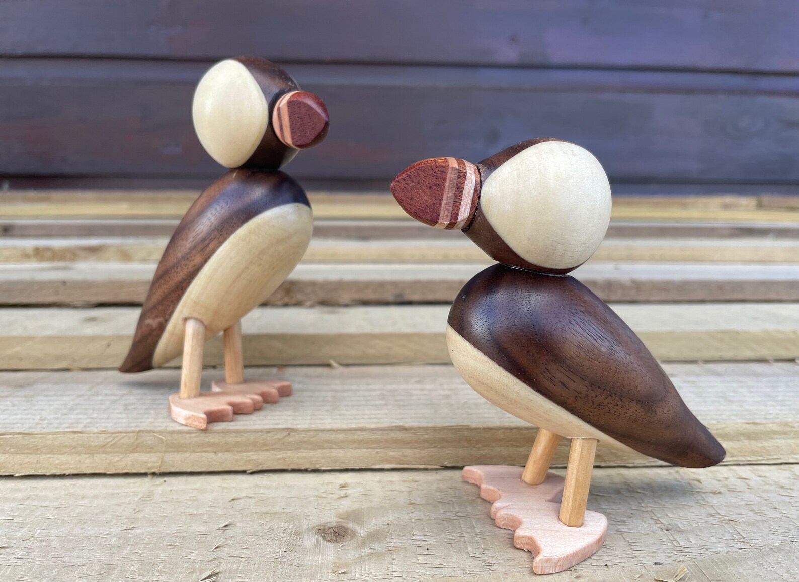 Handmade Wooden Puffins - Etsy UK