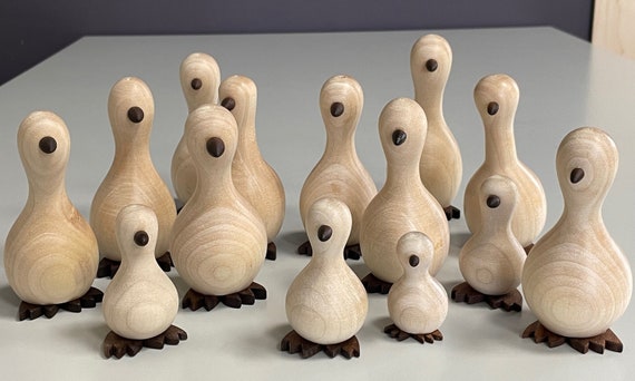 Wooden Goose Families Handcrafted Hardwood Ornaments to | Etsy UK