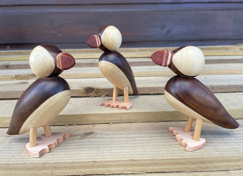 Handmade Wooden Puffins - Etsy UK