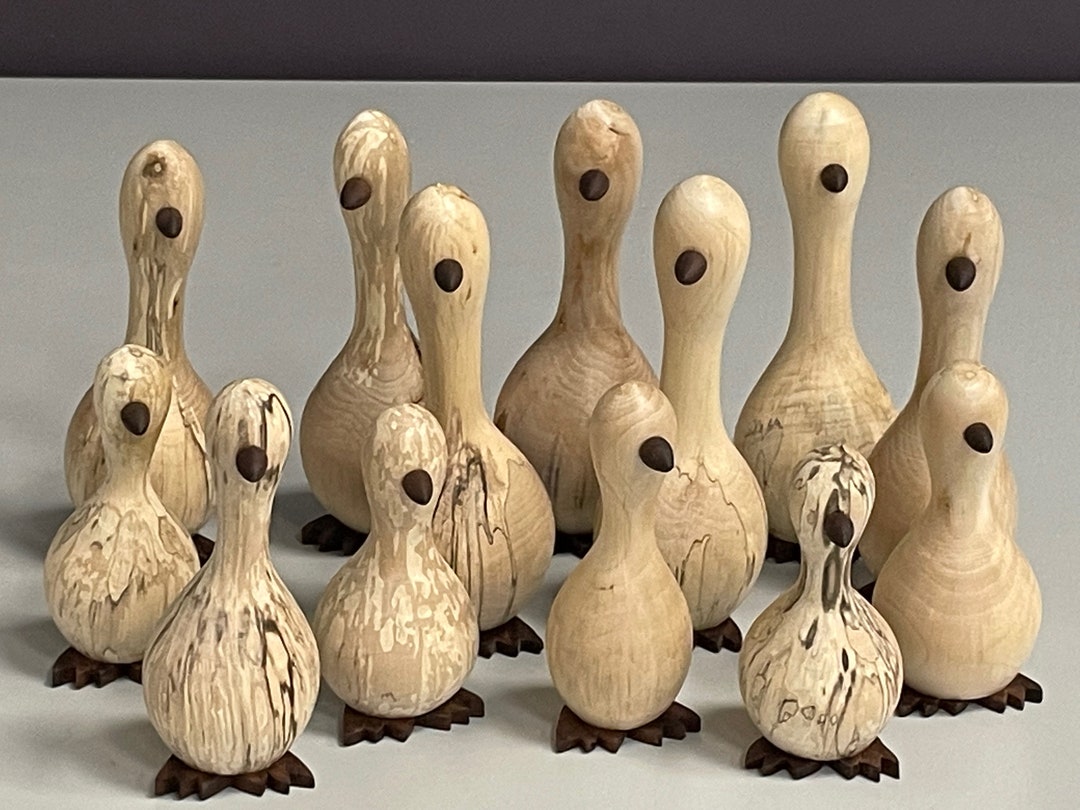 Family of Spalted Hardwood Geese, Handcrafted, Wooden Ornaments to ...