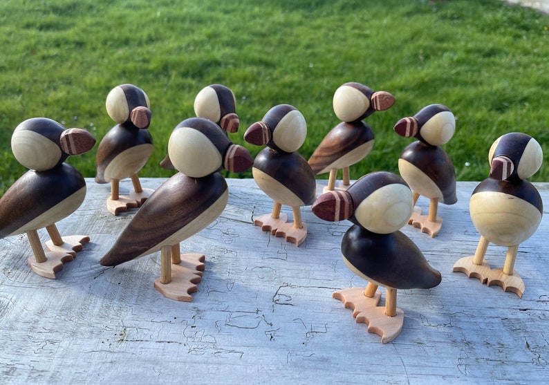 Handmade Wooden Puffins - Etsy UK