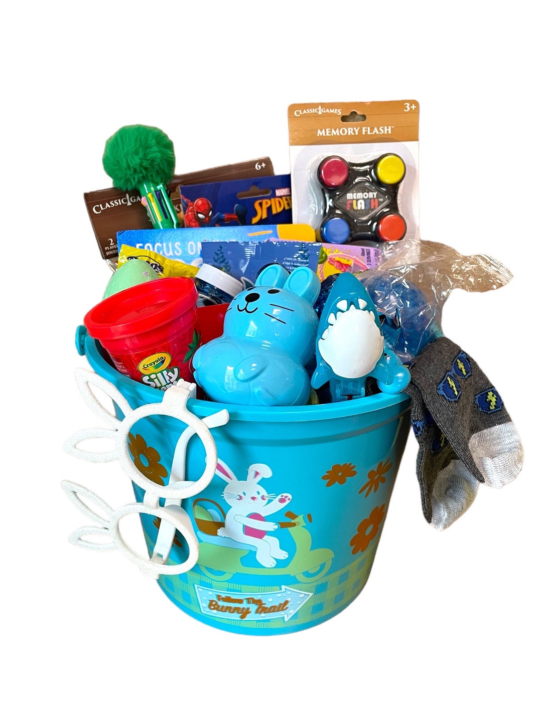 Easter Basket Blue | Prefilled | Bucket | Plastic | Gift | Boys | Socks ...