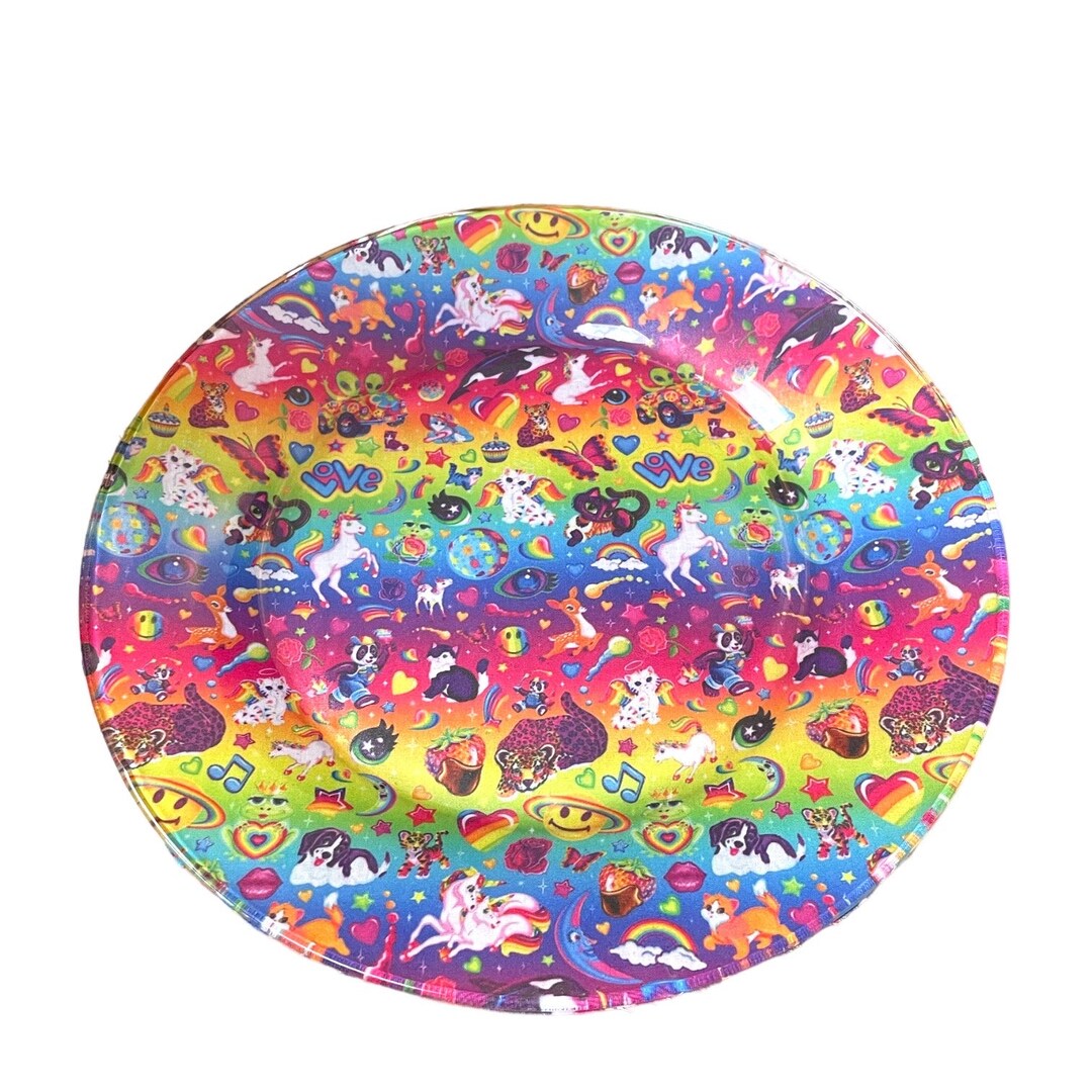 Lisa Frank Glass Plate. Serving Platter Rainbow Fabric Party Gift Home ...