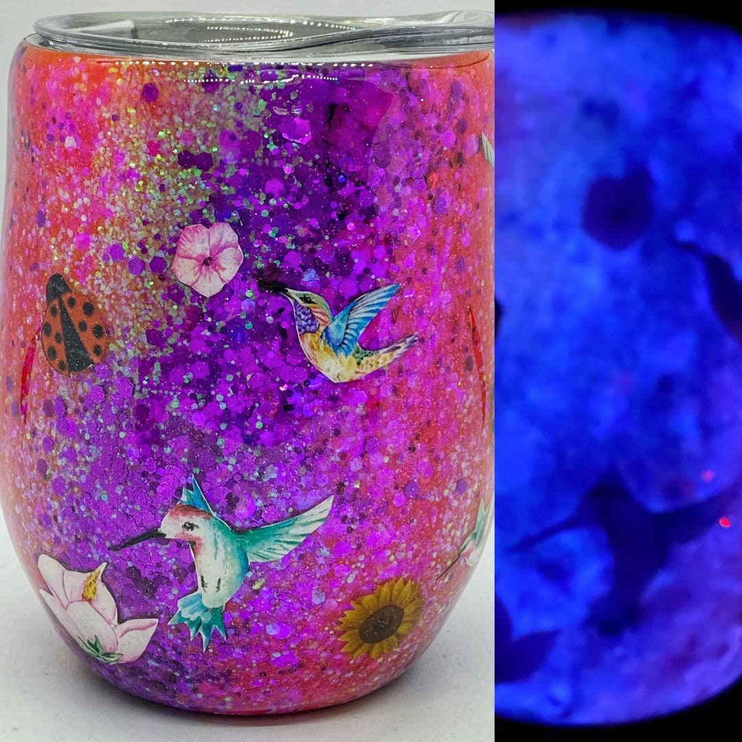 Wine Tumbler Glow in the Dark. Includes Spill Proof Lid and Straw ...