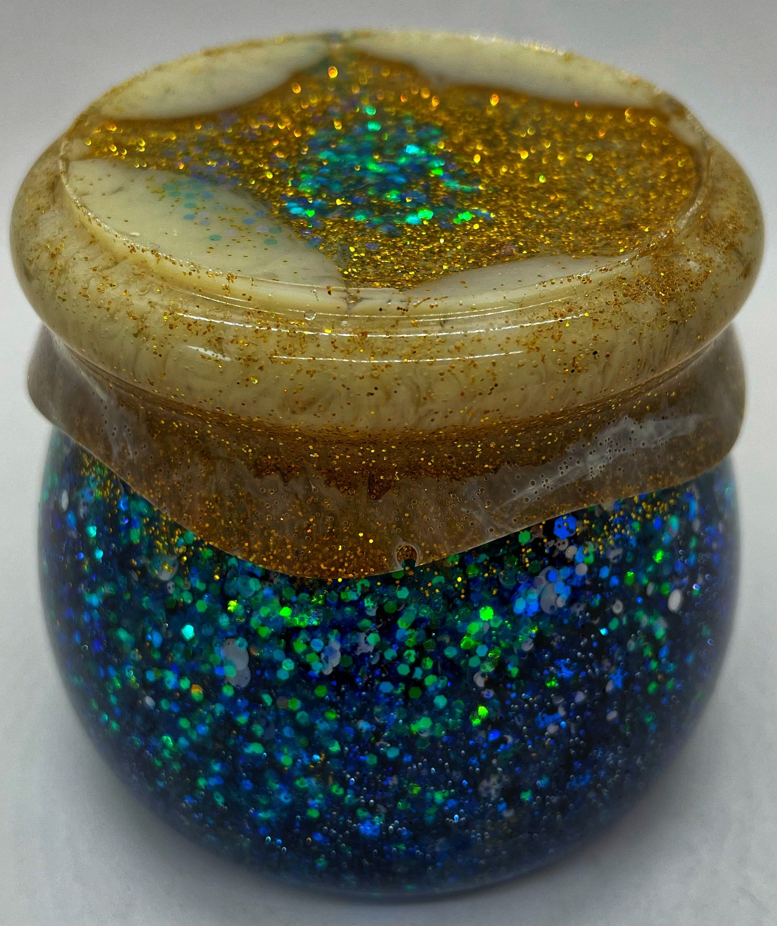 Jar With Screw Lid Epoxy Resin With Glitter and Alcohol Ink. Beach ...