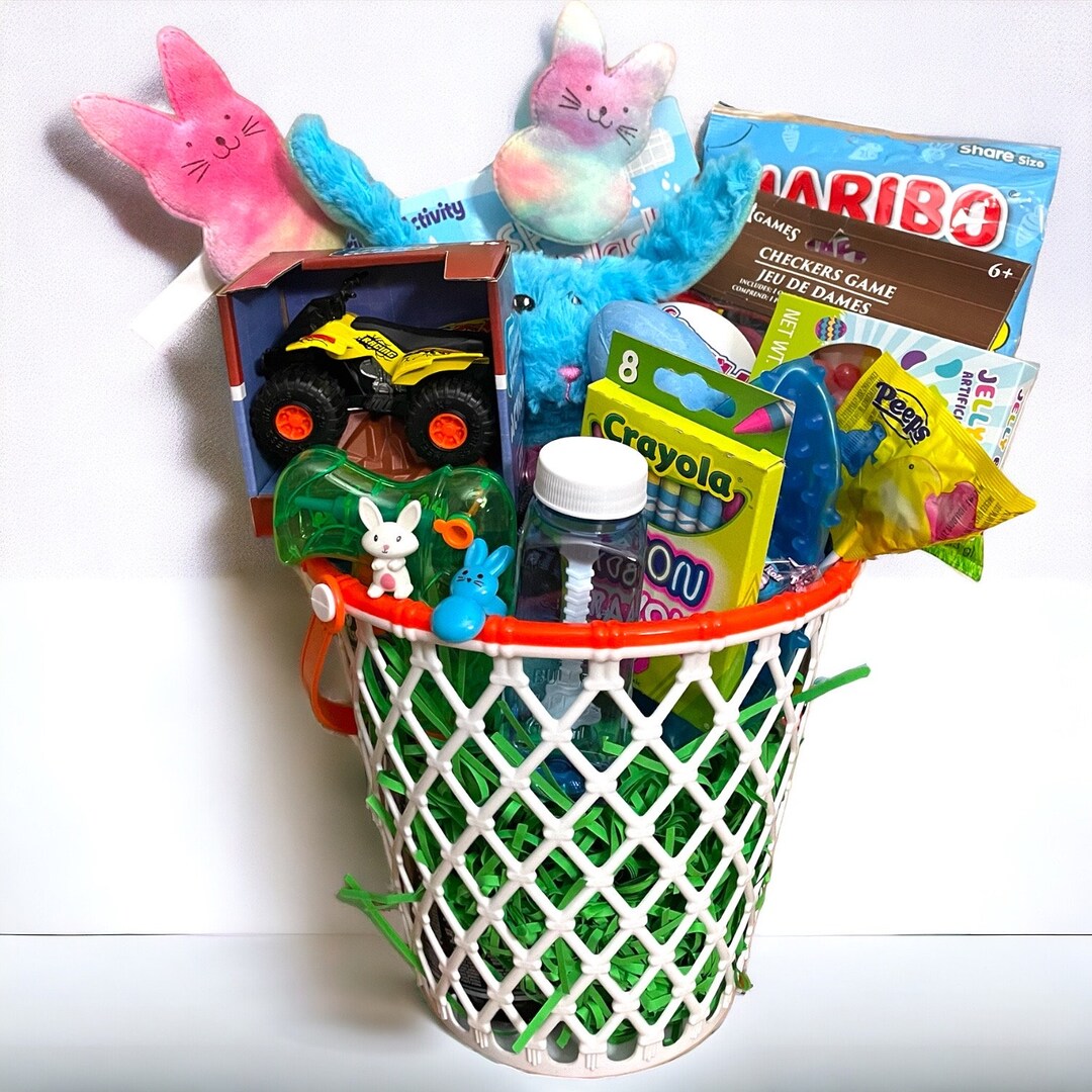Basketball Easter Basket Prefilled Bucket Plastic Gift Boys Bunny Peeps ...