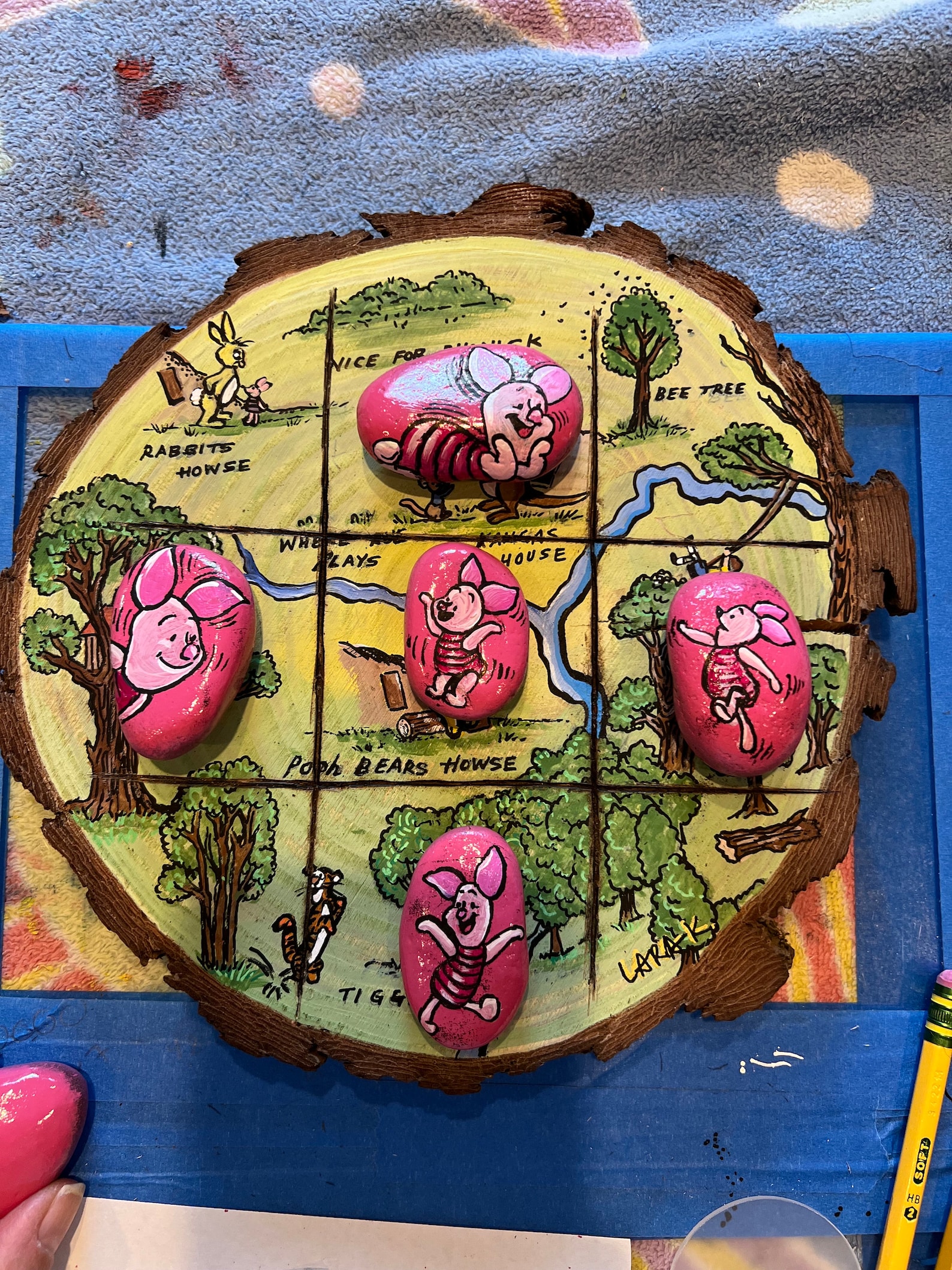 Hand-painted Winnie the Pooh Tic-tac-toe Rocks, Wood Slice Game - Etsy